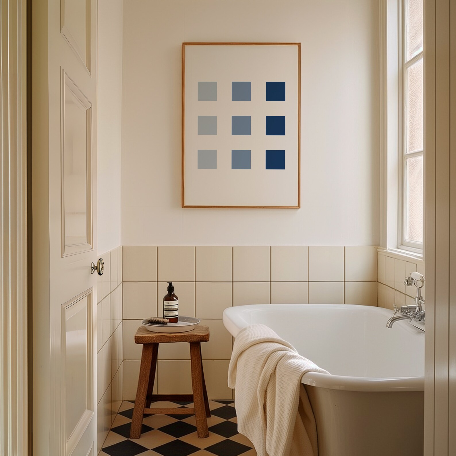 Blue Tones Color Blocks Printable Wall Art, Navy Blue Ombre Square ...