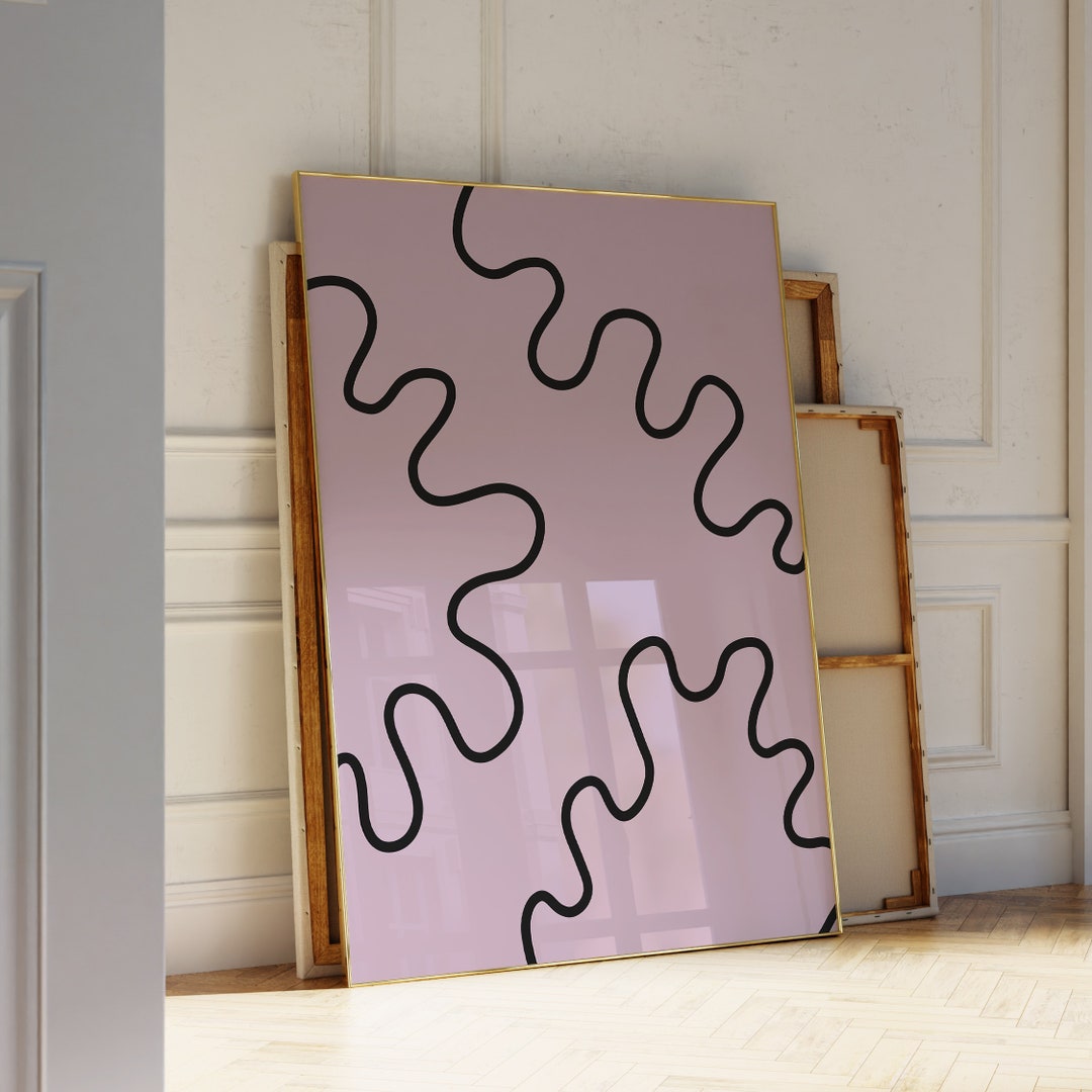 Wiggly Lines Joyful Lilac Art Print, Fancy Purple Printable Wall Art ...