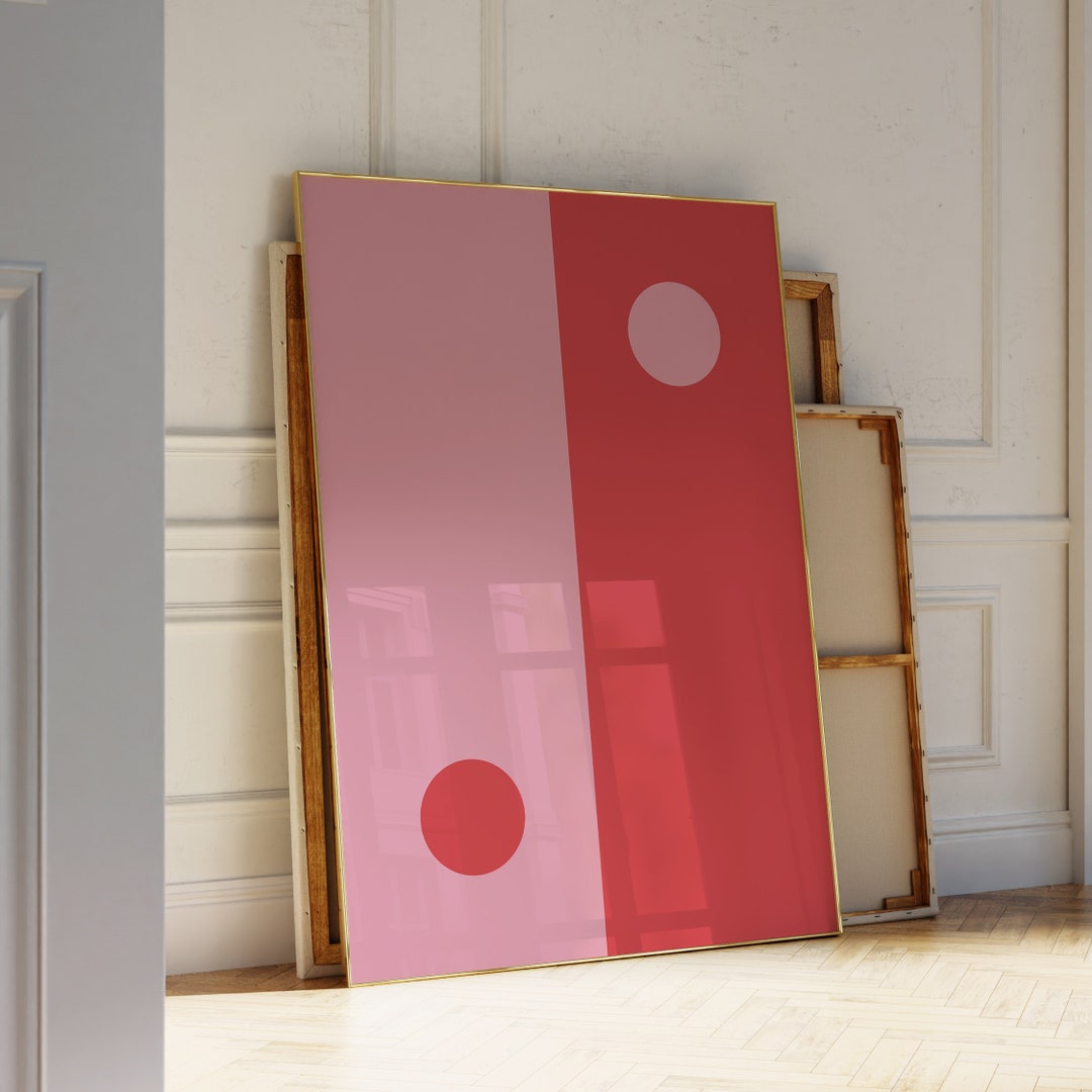 Pink Modern Yin Yang Symbol Printable Wall Art, Pink Tones Preppy Wall ...