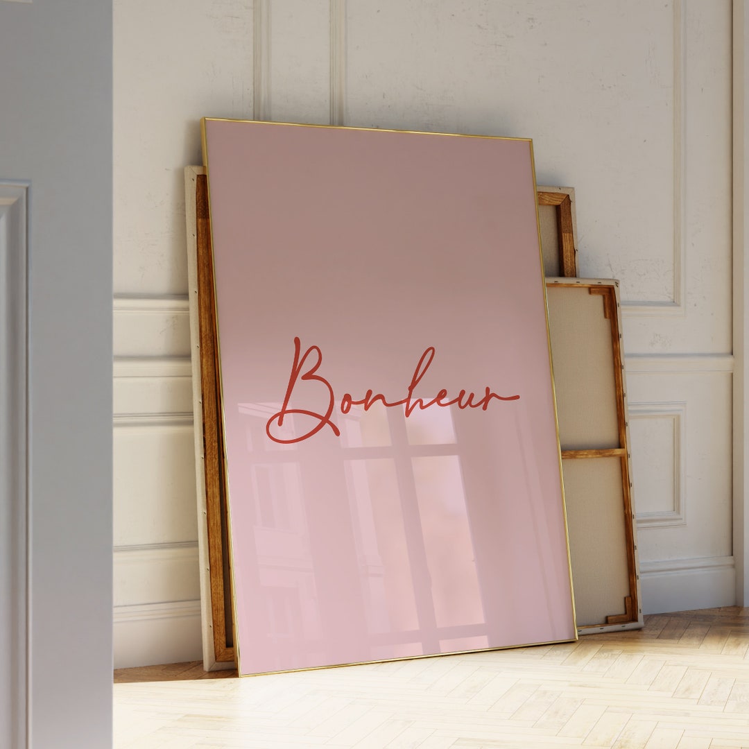 Bonheur - Happiness French Quote Art Print, Cozy Vibes Printable Wall ...