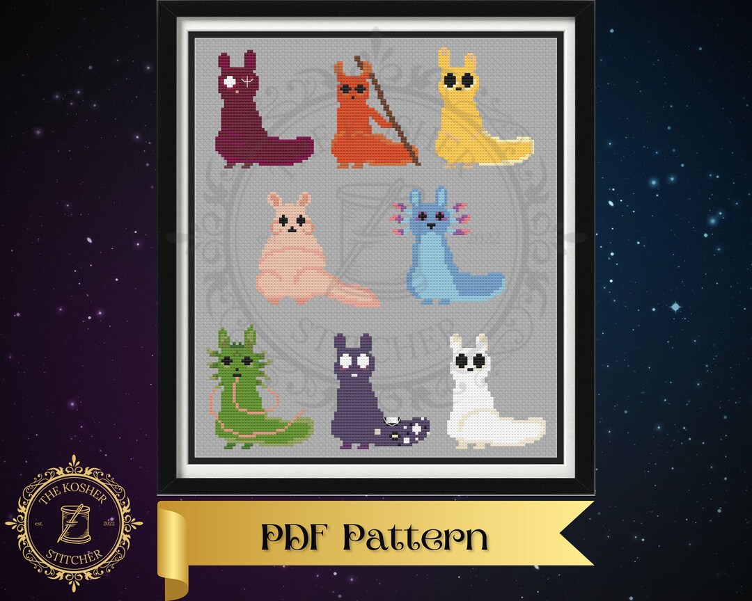 Slug Cats Video Game Inspired, Nerdy, Cross Stitch PDF Pattern, Instant ...