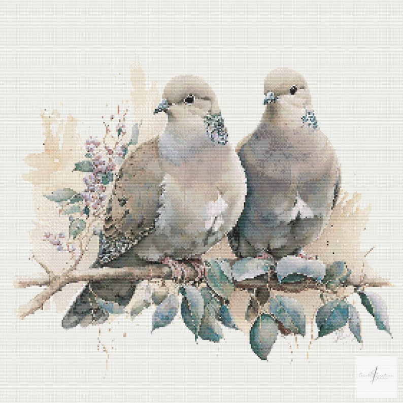 Doves Counted Cross Stitch Pattern, Full Cover, Downloadable DMC Cross ...