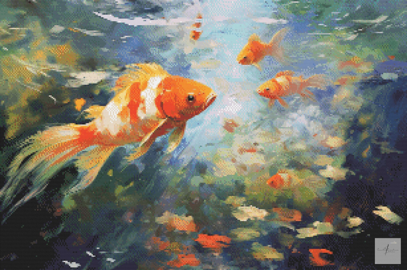 Gold Fish, Counted Cross Stitch Pattern, Downloadable Cross Stitch ...