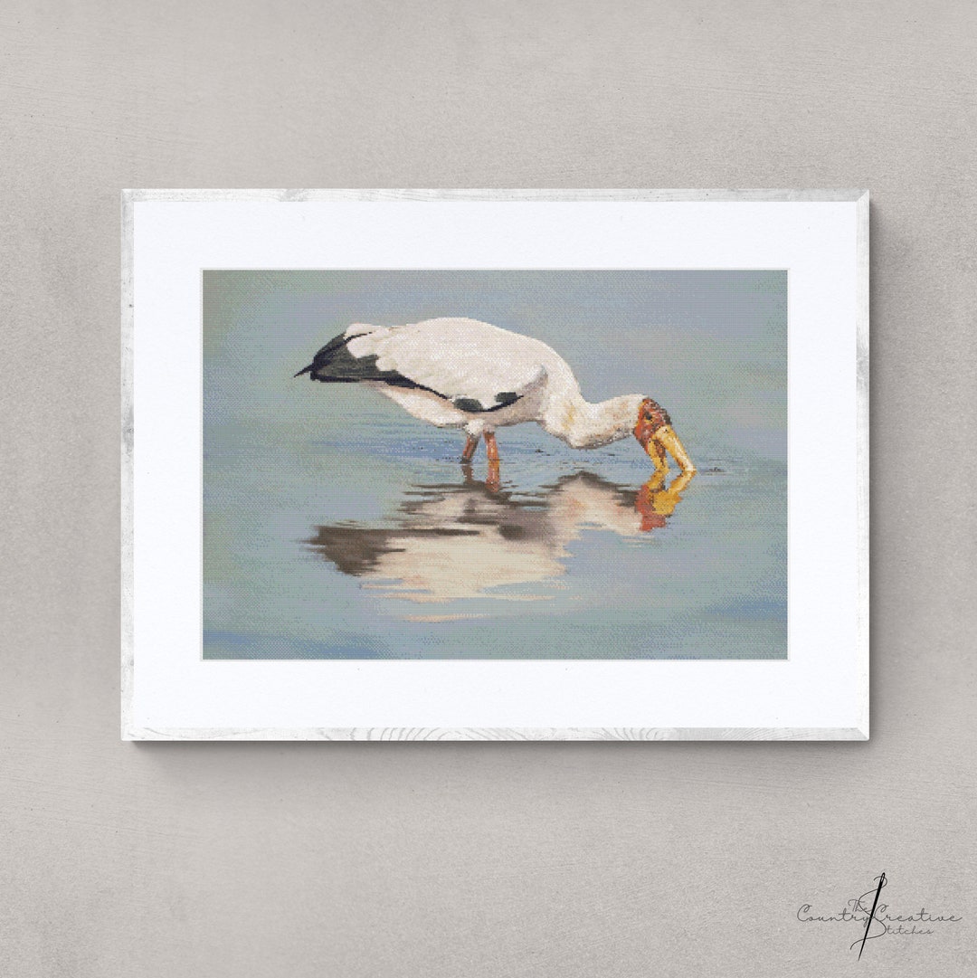 Stork Counted Cross Stitch Pattern: Reflection Design (PDF Pattern) - Etsy