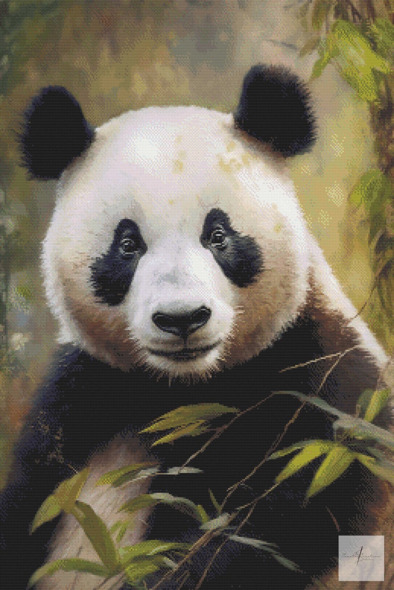 Panda Portrait Counted Cross Stitch Pattern, Downloadable DMC Cross ...