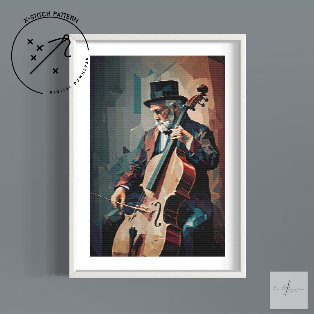 Cello Player Cross Stitch Pattern, Full Cover X Stitch, Downloadable ...