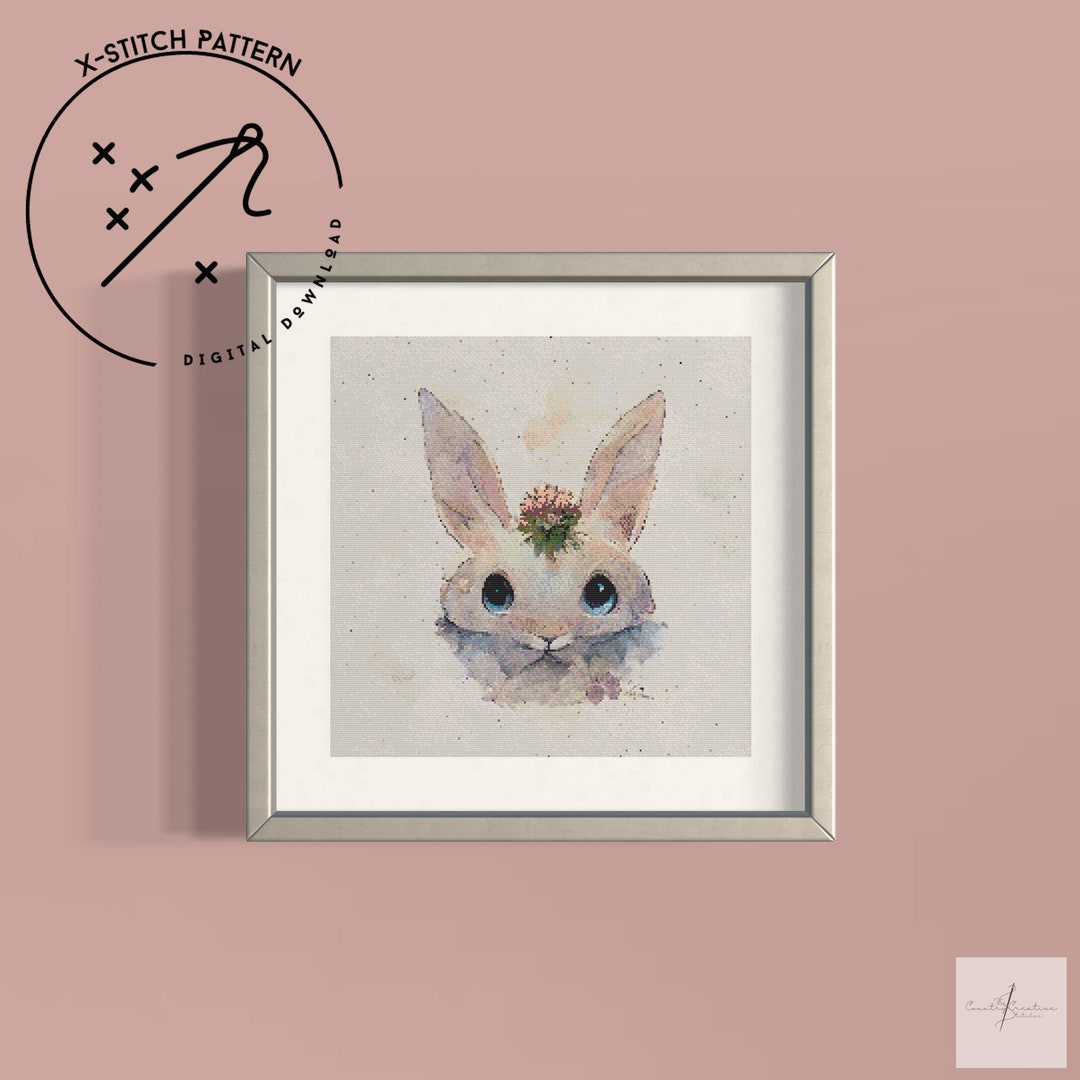 Cute Rabbit Counted Cross Stitch Pattern, Hand Embroidery, Downloadable ...