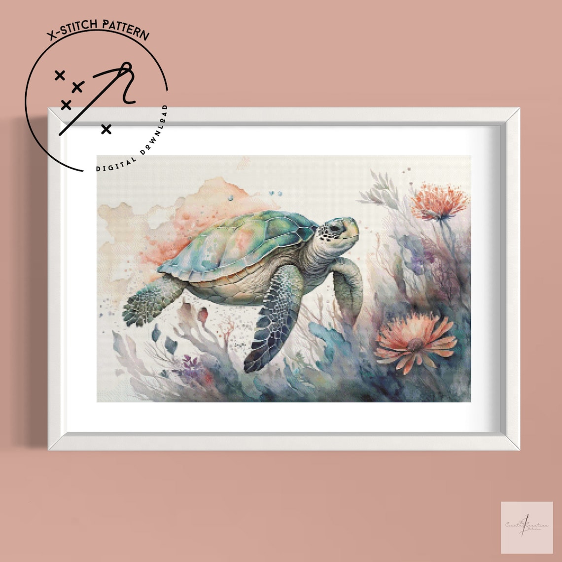 Sea Turtle, Counted Cross Stitch Pattern, Full Coverage X Stitch ...