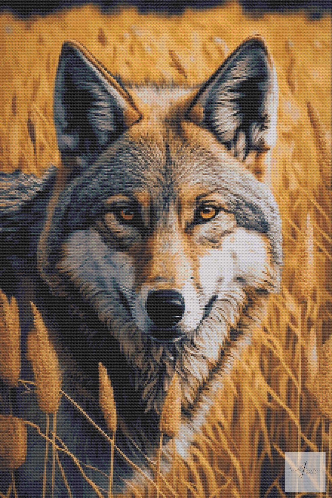 Golden Wolf Counted Cross Stitch Pattern, Downloadable DMC Cross Stitch ...
