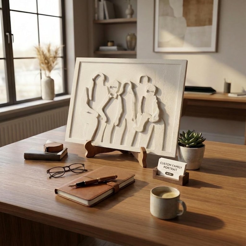 Custom Family Portrait, 3D Plaster Relief Wall Art, Personalized Gift ...