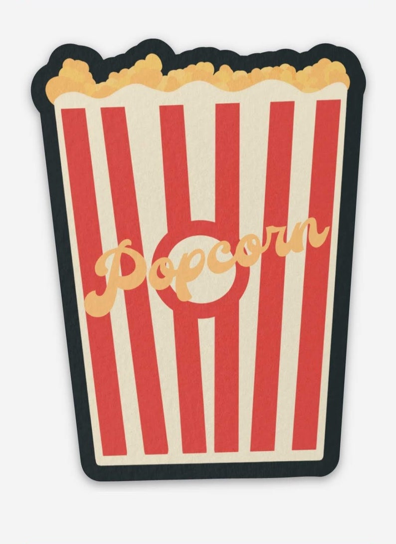 Retro | Popcorn | Vinyl Sticker | Waterproof | Scrapbook | Vintage ...