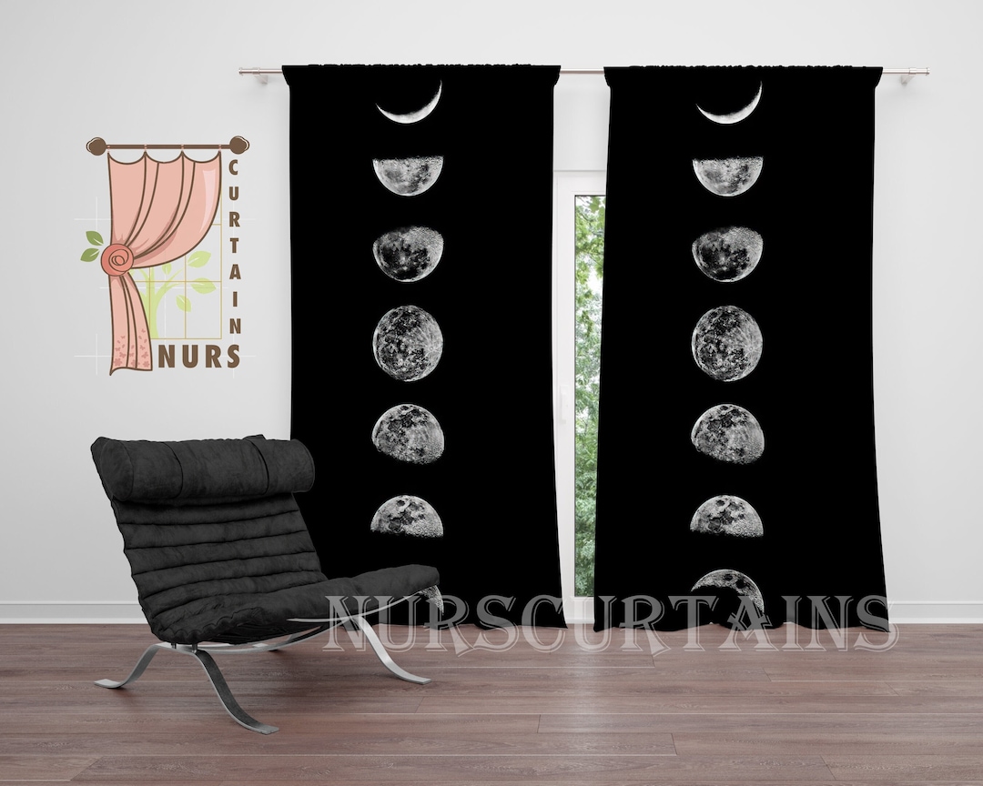 Phase of Moon Curtain, Space Curtain, Black Bedroom Curtain, Living ...