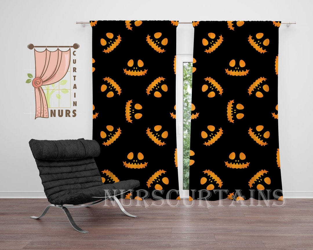 Horror Face Curtain, Halloween Decor, Blackout Curtain, Gothic Room ...