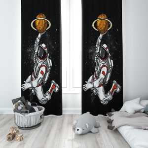 Space Themed Basketball Curtain, Space Curtains, Sneaker Curtain ...