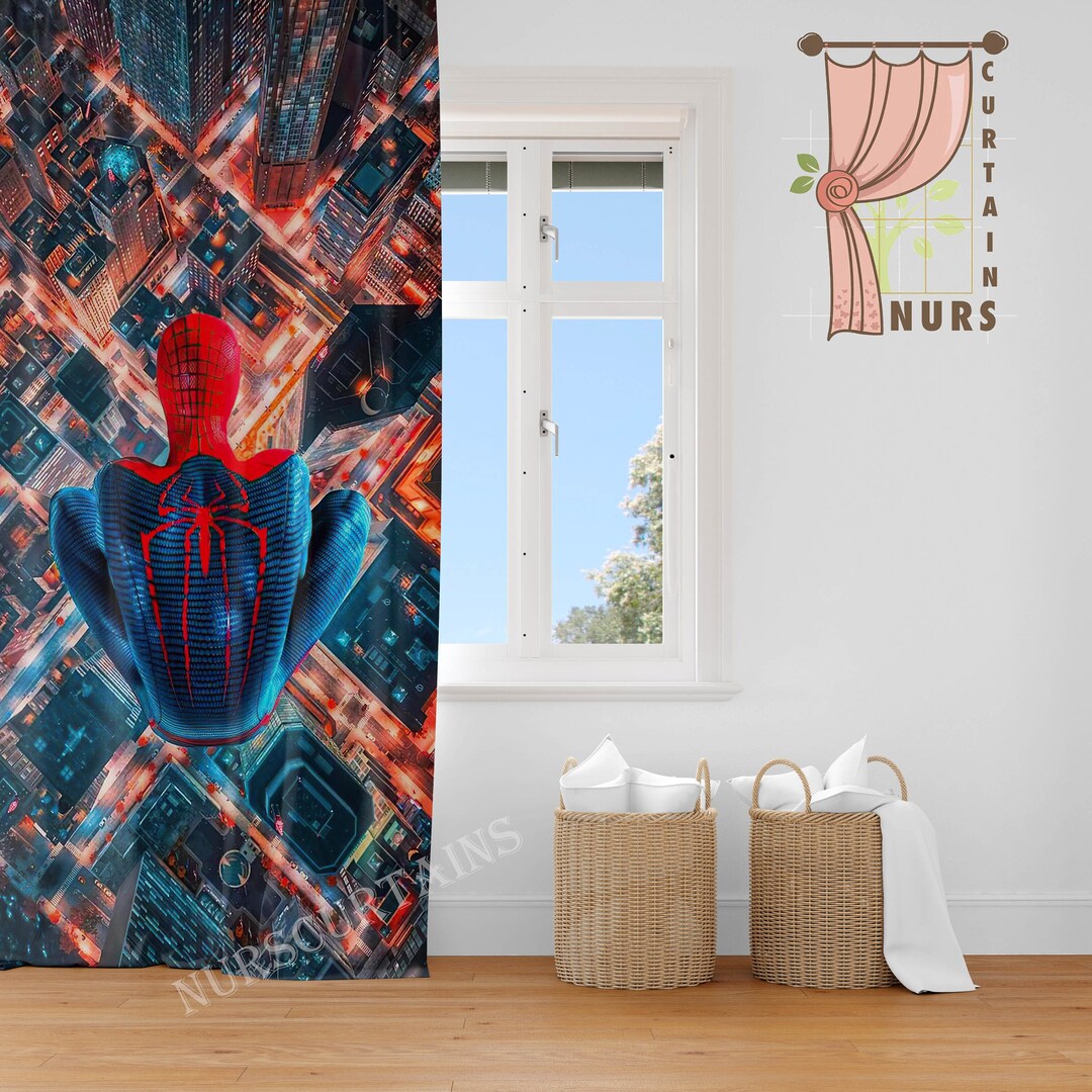 Spider Man Themed Curtain, Superhero Curtain, Children Room Curtain ...