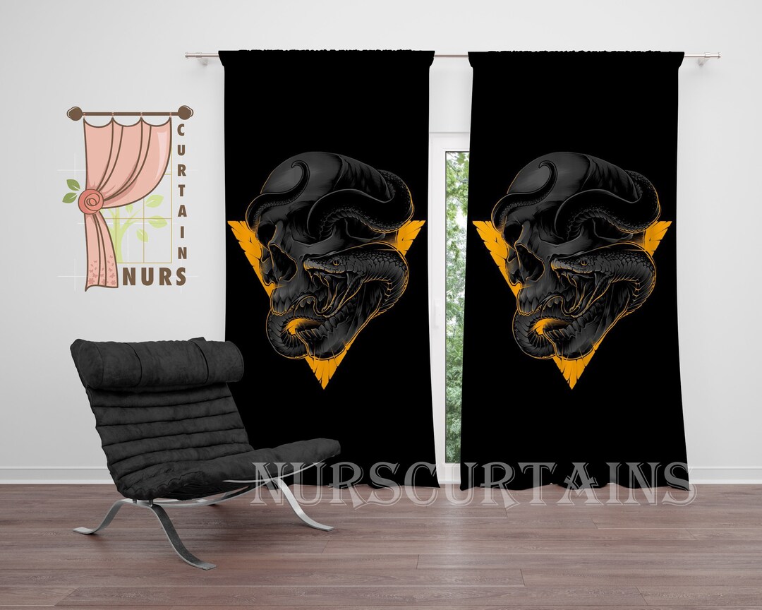 Skull Snake Blackout Curtain: Gothic Room Decor - Etsy