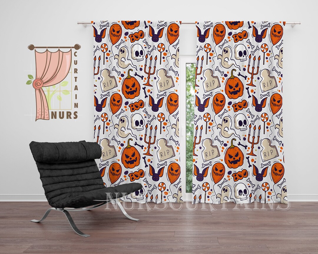 Halloween Curtain, Horror Curtain, Gothic Room Curtain, Skull Curtain ...