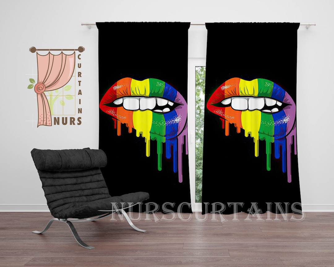 LGBT Rainbow Lip Curtain, Teenage Room Blackout Curtain, Gay Home Decor ...