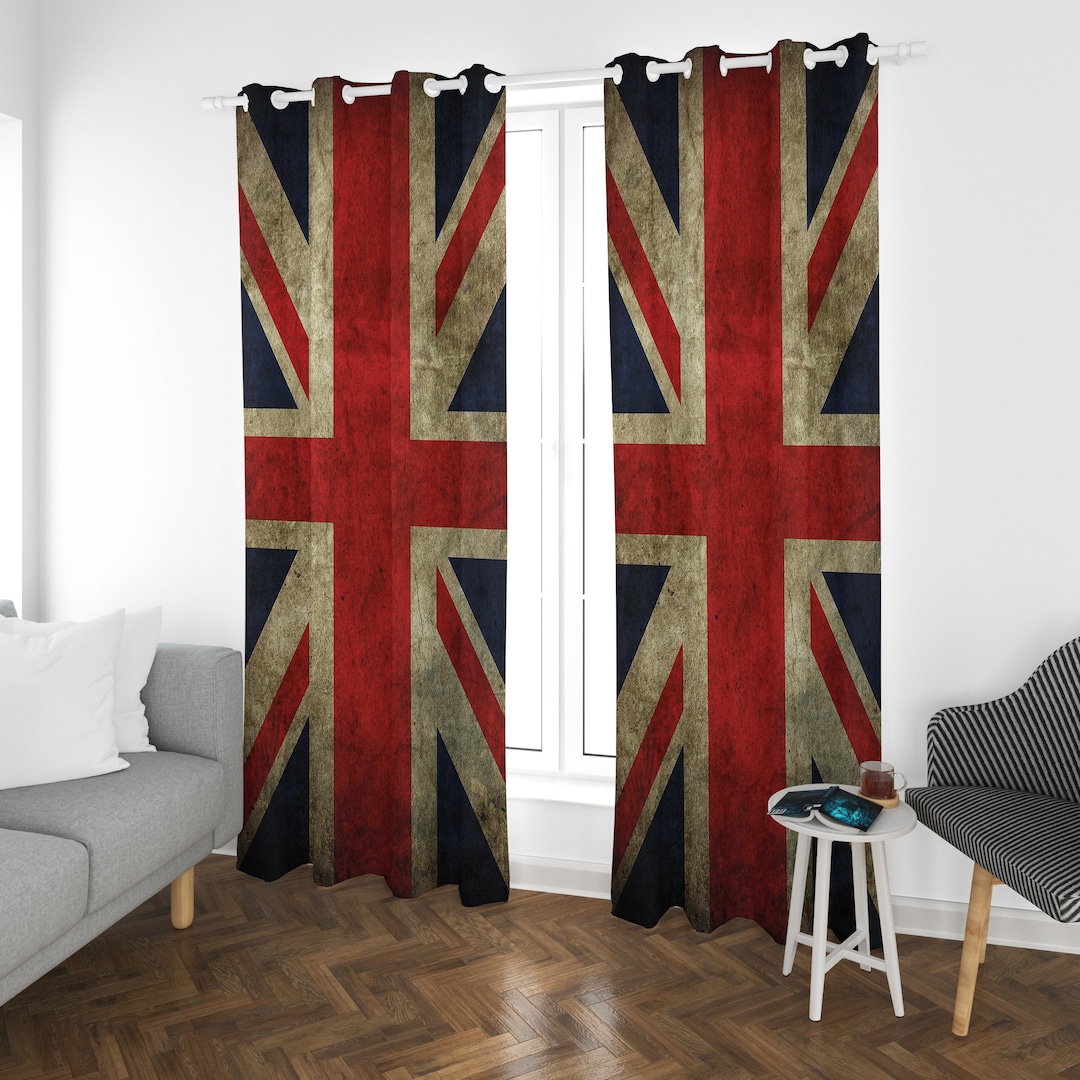 British Flag Curtain, UK Polyester Fabric Window Panel - Etsy