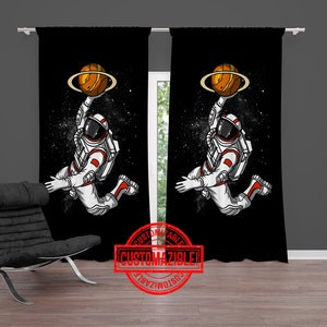 Space Themed Basketball Curtain, Space Curtains, Sneaker Curtain ...