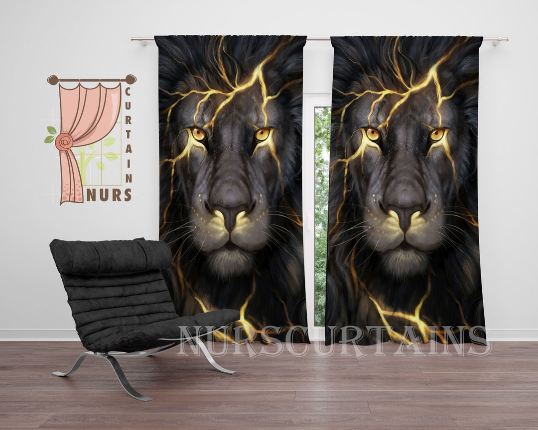 Black Lion Blackout Curtain: Luxury Animal Print Bedroom Decor - Etsy