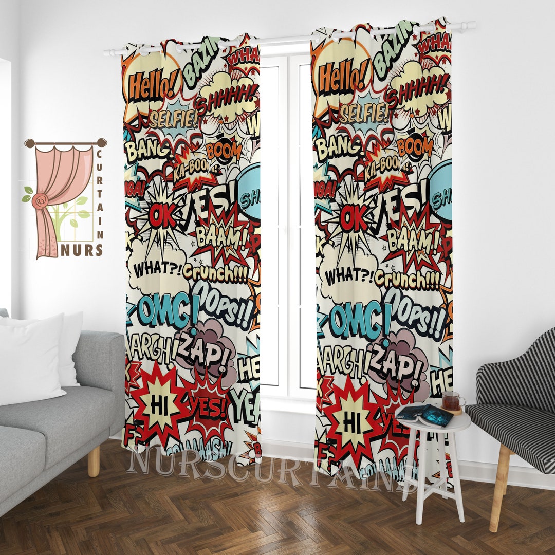 Pop Art Comic Book Curtains, Kids Room Decor - Etsy