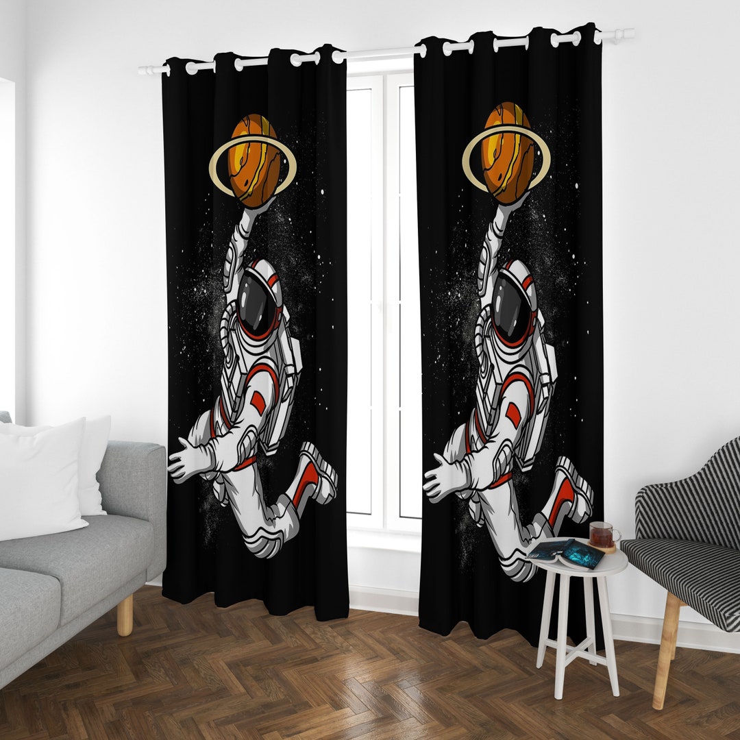 Space Themed Basketball Curtain, Space Curtains, Sneaker Curtain ...