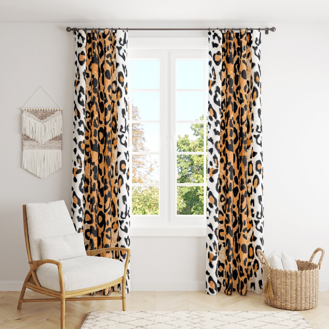 Leopard Pattern Curtain, Decorative Living Room Curtains, Animal Print ...