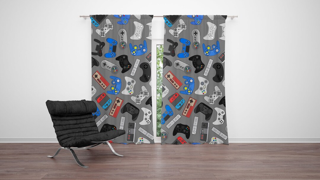 Retro Game Controller Curtain: Gamer Room Decor - Etsy