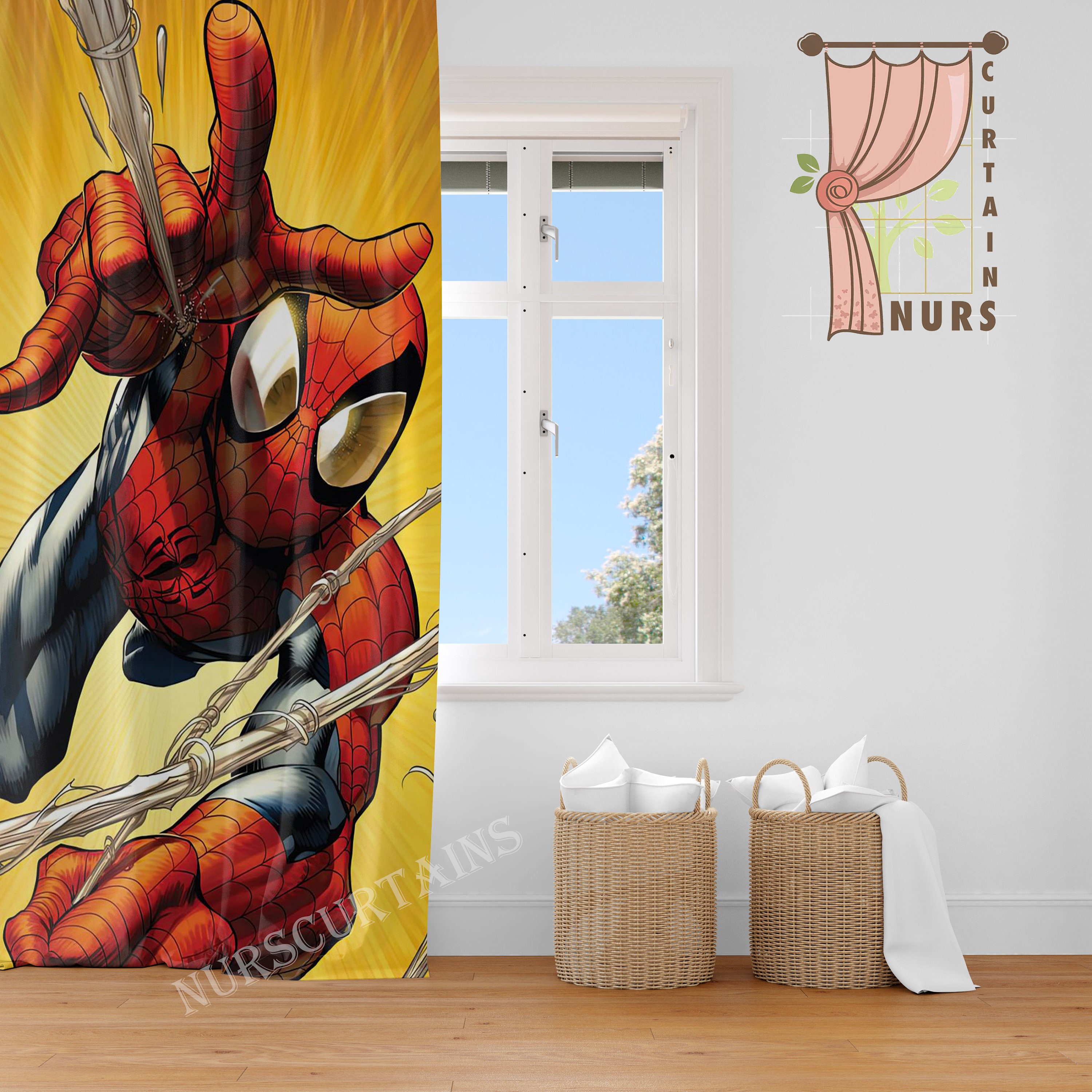 Spider-man Blackout Curtain, Marvel Comic Decor - Etsy