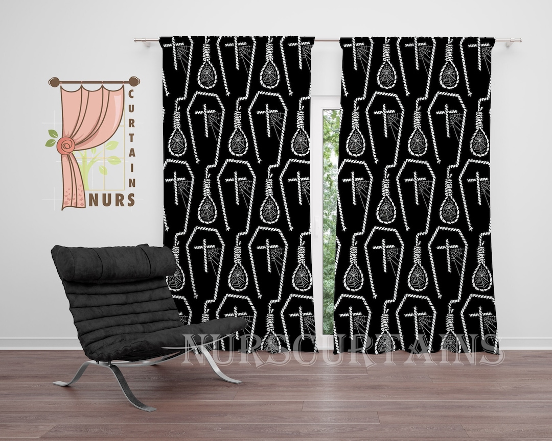 Coffin Curtain, Horror Room Curtain, Gothic Room Black Curtain ...