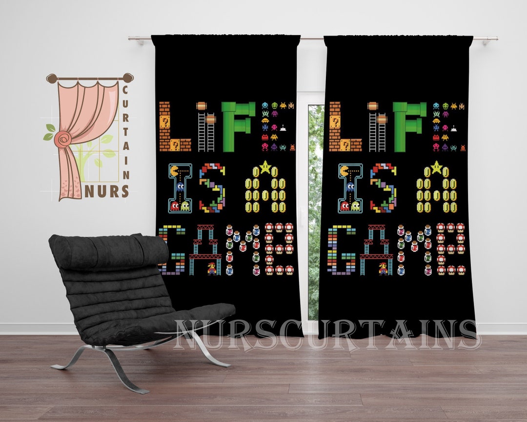 Arcade Game Blackout Curtain: Gamer Room Decor - Etsy