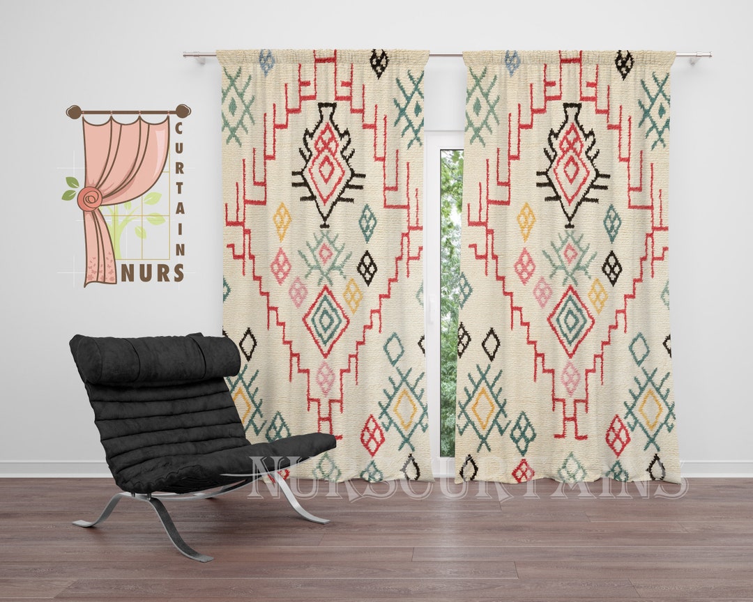 Bohemian Curtain: Ethnic Tribal Design, Boho Living Room Drapery - Etsy