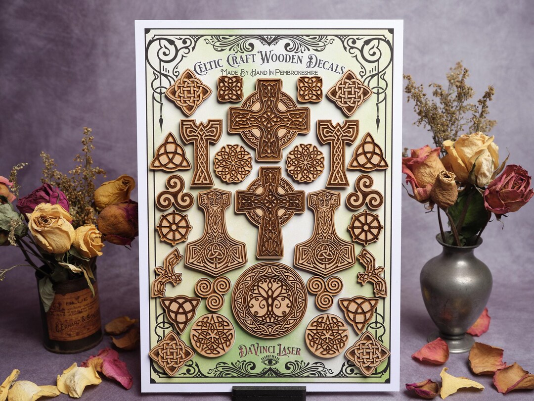 Laser Engraved Celtic Wooden Decal Sheet - Witchy Pagan Crafting - Etsy