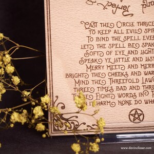 Wiccan Rede (short Version) Beautifully Laser Engraved in Beech ...