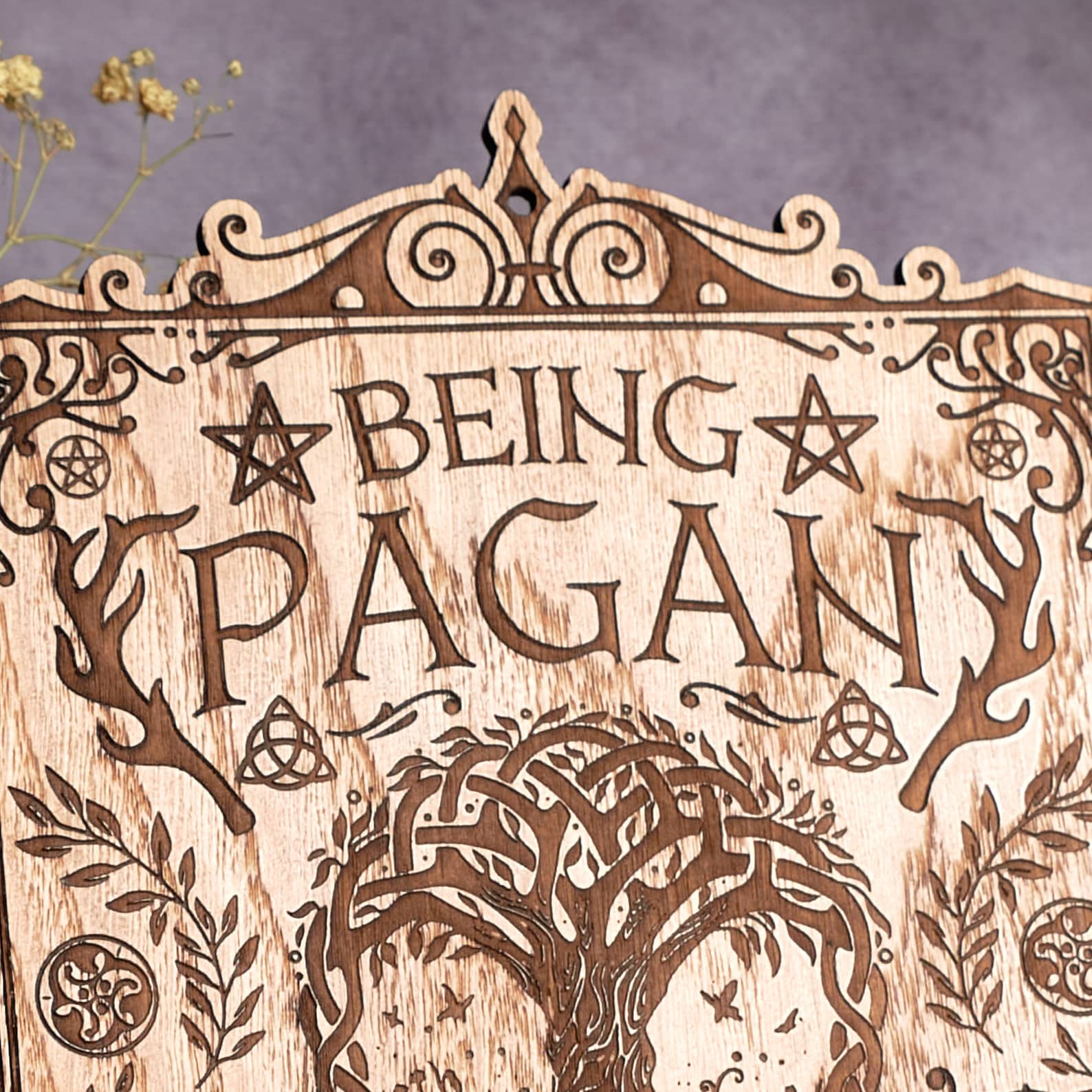 Being Pagan Wall Hanging - Tree of Life and Pentacle Design - Beautiful ...