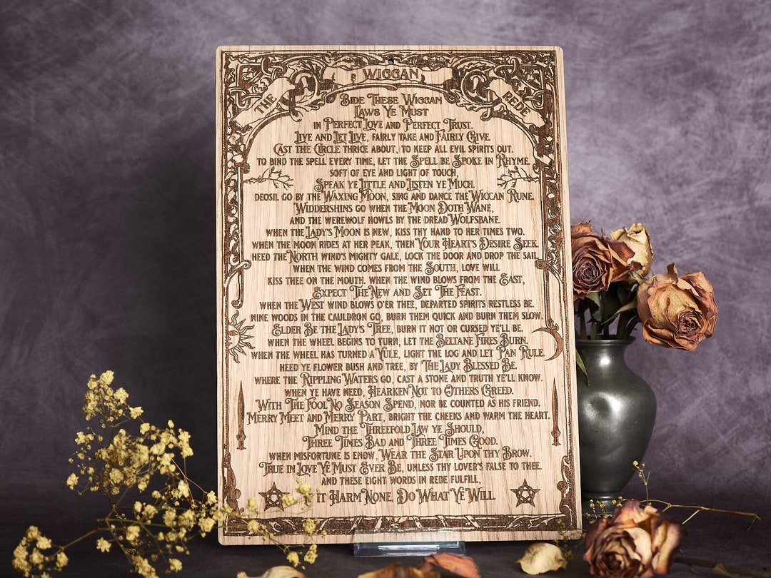 Wiccan Rede Oak Wall Plaque – Engraved Witchcraft Decor - Etsy