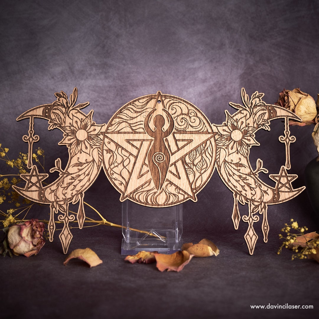 Triple Moon Goddess Shrine Piece & Wall Hanging - Wiccan Pagan ...