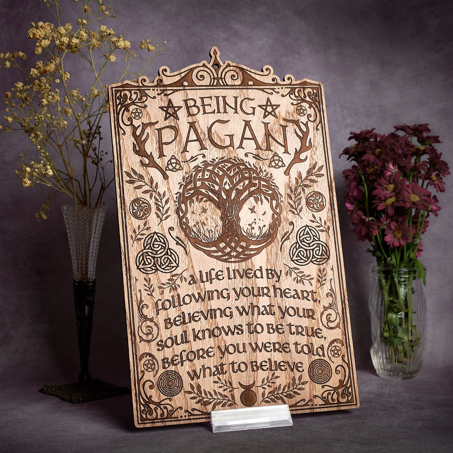 Being Pagan Wall Hanging - Tree of Life and Pentacle Design - Beautiful ...