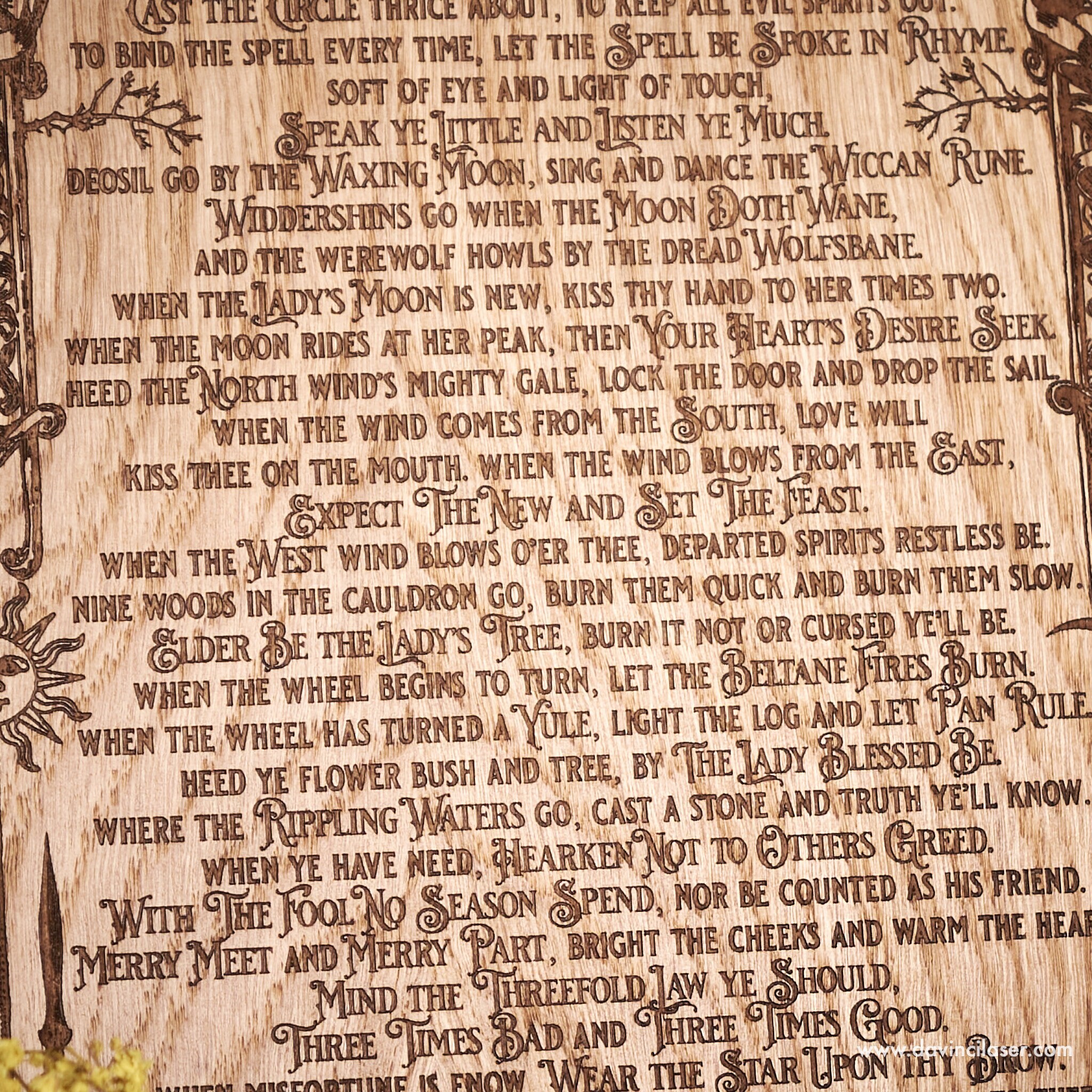 Wiccan Rede Wall Hanging / Wall Plaque - Beautifully Engraved in Oak ...