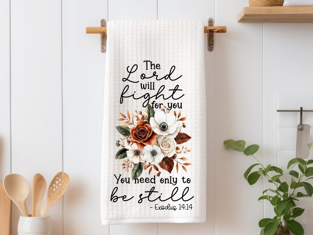 Floral Christian Kitchen Towel, Religious Verse Tea Towel ...