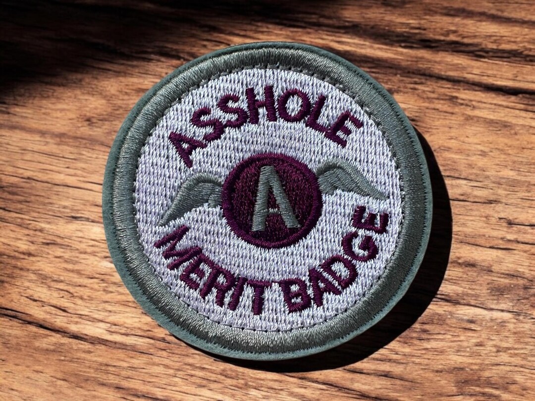 Morale Patches - Asshole Merit Badge Pink - Embroidered Patch With Hook & Loop Velcro Backing ...