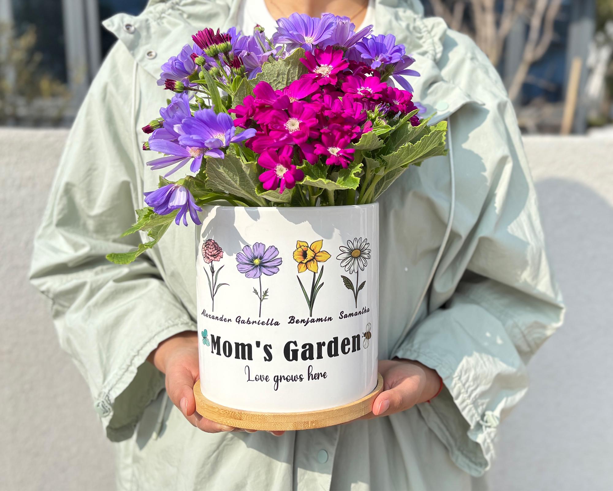 Personalized Birth Month Flower Pot - Custom Ceramic Planter, Unique ...