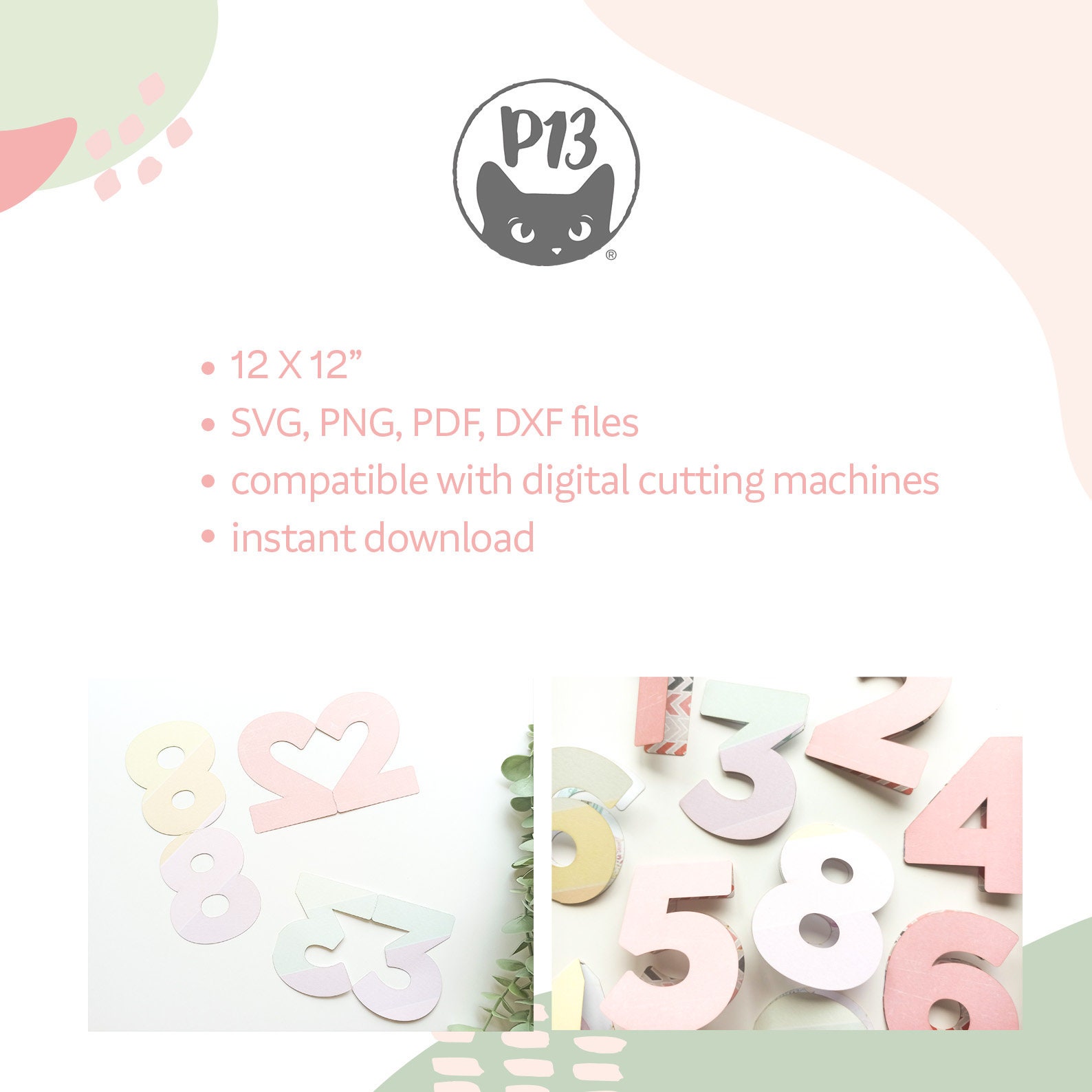 Number Shaped Cards Digital Cut Files for Card Making, Folded Number ...