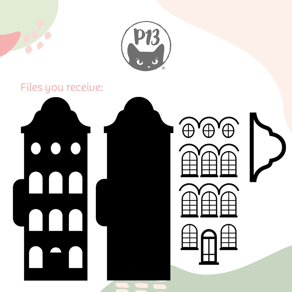 Old Town House Album Base Digital Cut Files, Layered Tenement House ...