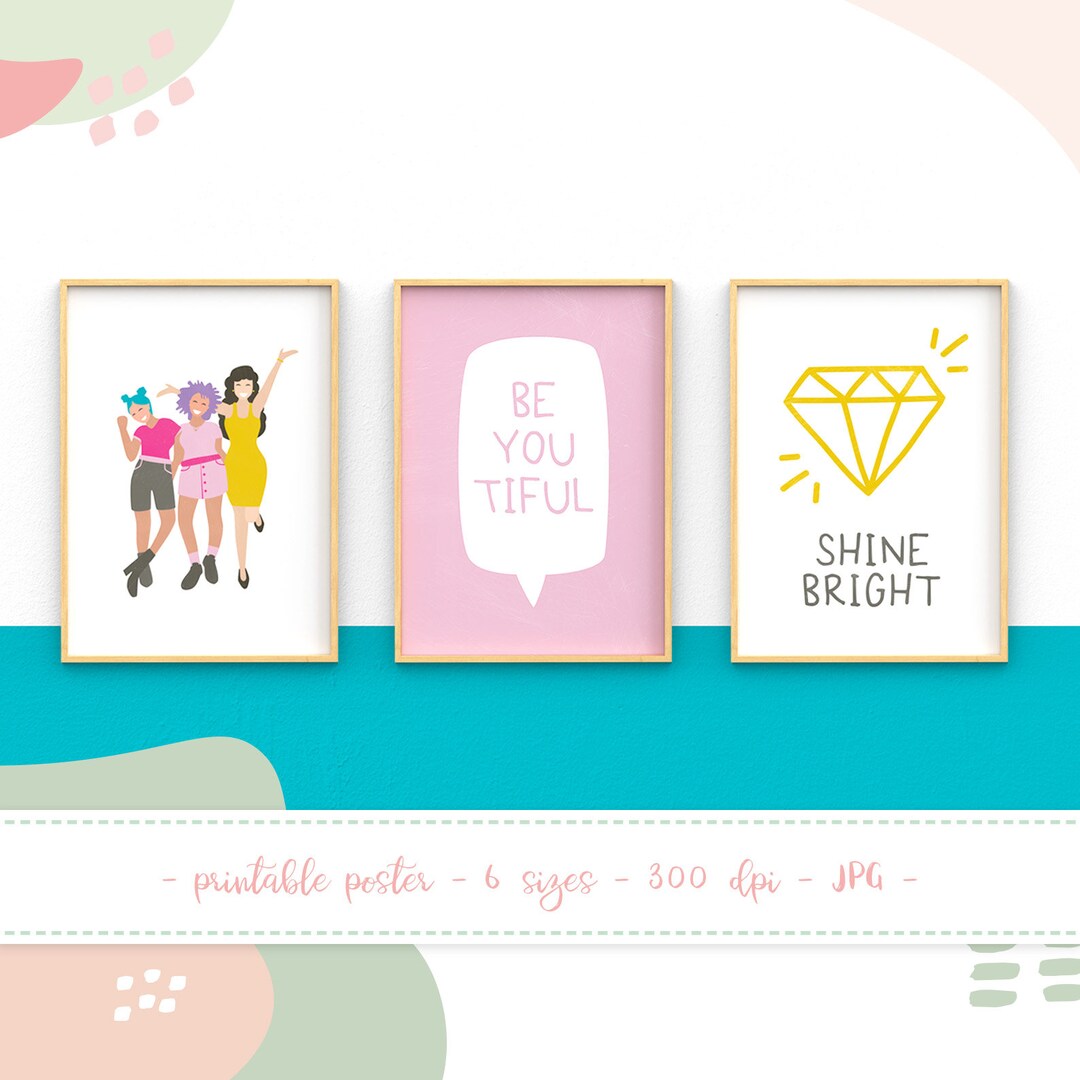 Printable Girl Gang Posters Set of 3 Shine Bright Teen - Etsy