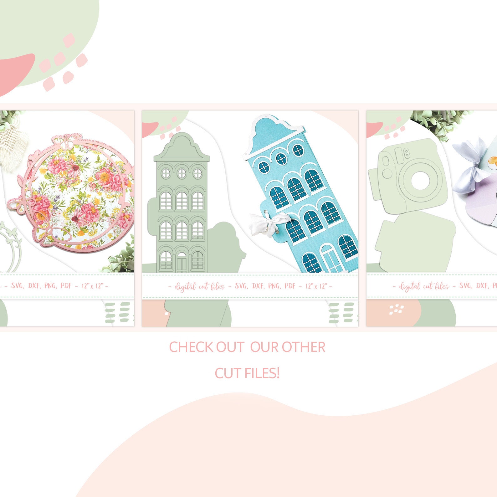 Old Town House Album Base Digital Cut Files, Layered Tenement House ...
