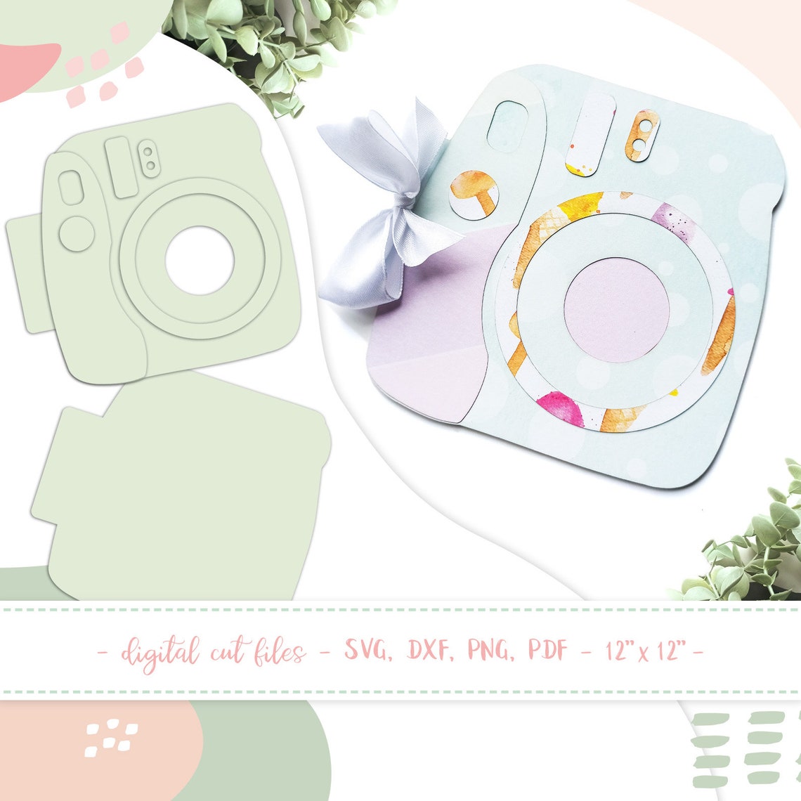 Instax Album Base Digital Cut Files, Layered Camera Shaped Mini Album ...
