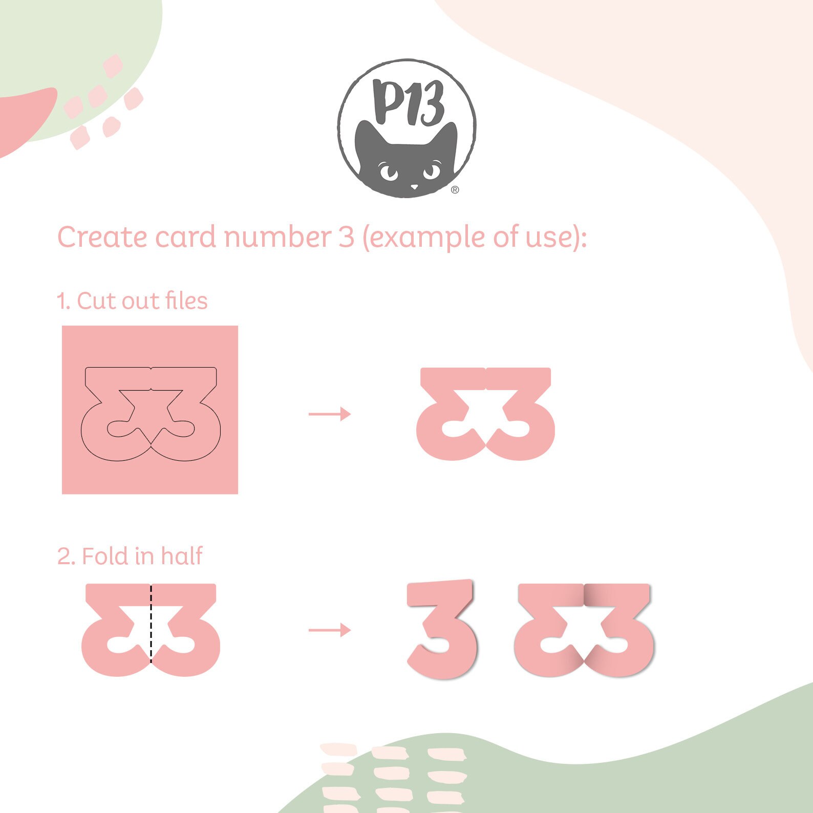 Number Shaped Cards Digital Cut Files for Card Making, Folded Number ...