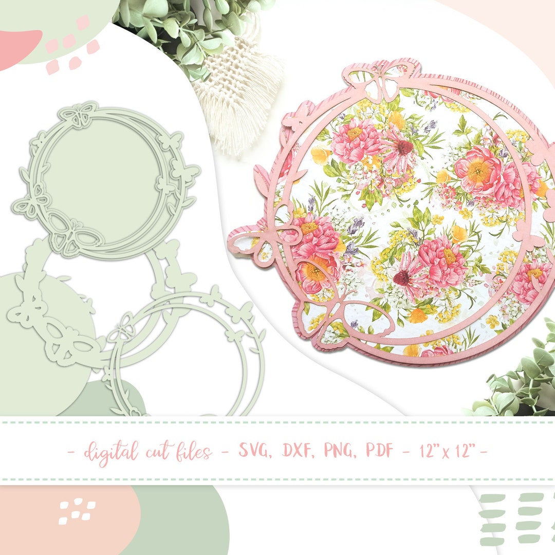 Wreath With Butterflies Digital Cut File for Scrapbooking - Etsy